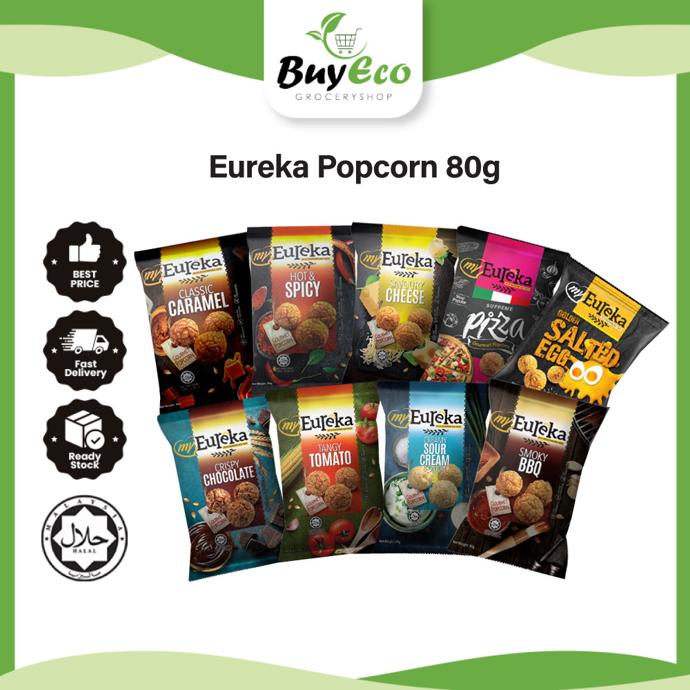 HALAL Eureka Popcorn 80g Gourmet Popcorn Makanan Ringan 爆米花 | Shopee ...