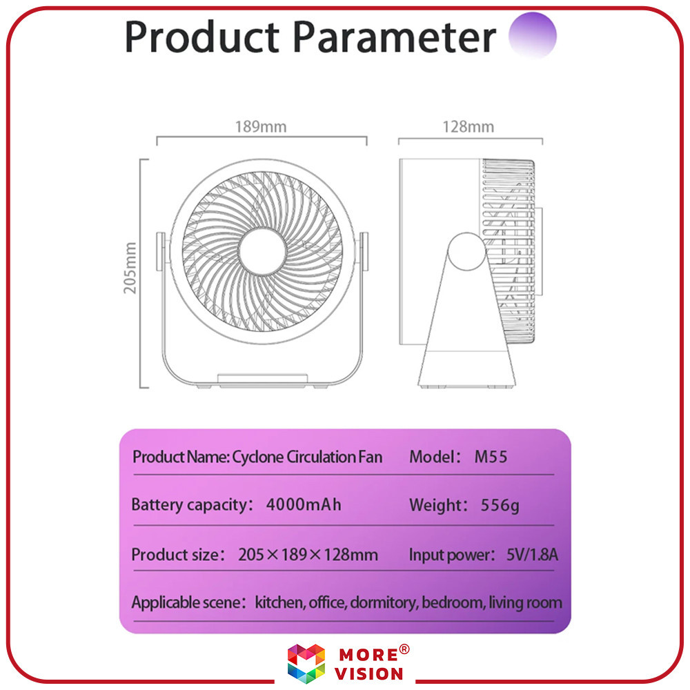 Wireless Air Circulation Fan 7 inches Table Wall USB Rechargeable ...