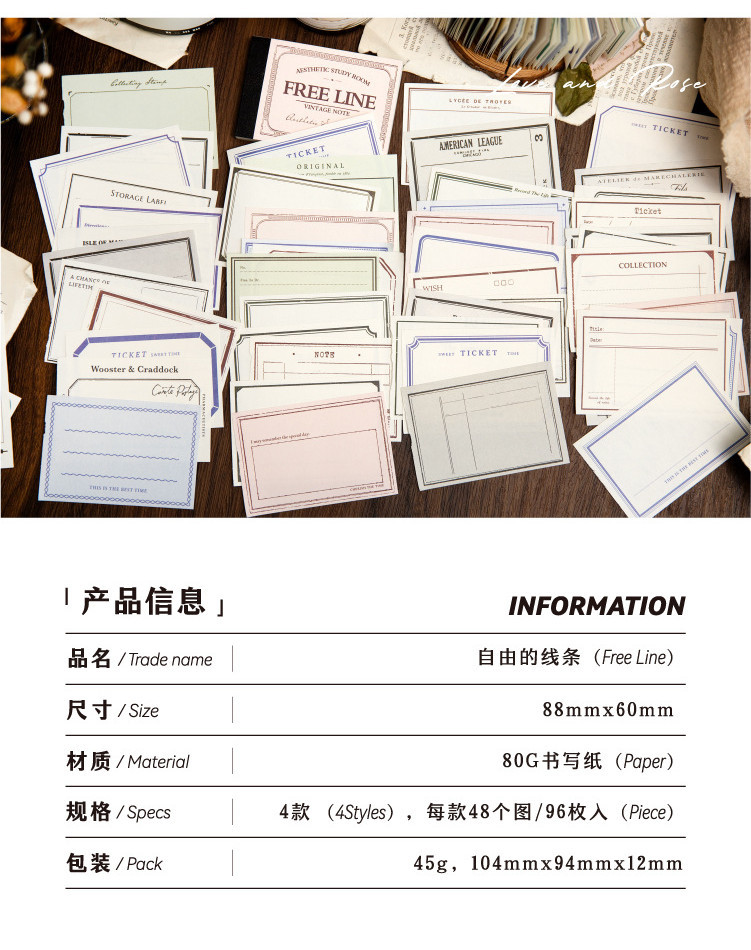 ENWEI 96 Pcs [Free Line Series] Vintage Journal Sticky Notes Writable ...