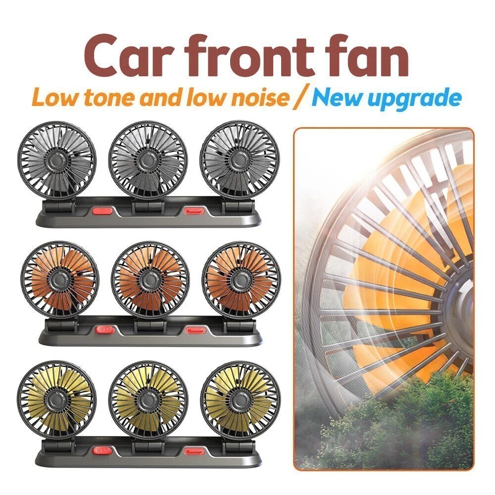 Car Strong Triple Fan 360° Adjustable 3 Head Air Fan Automotive ...