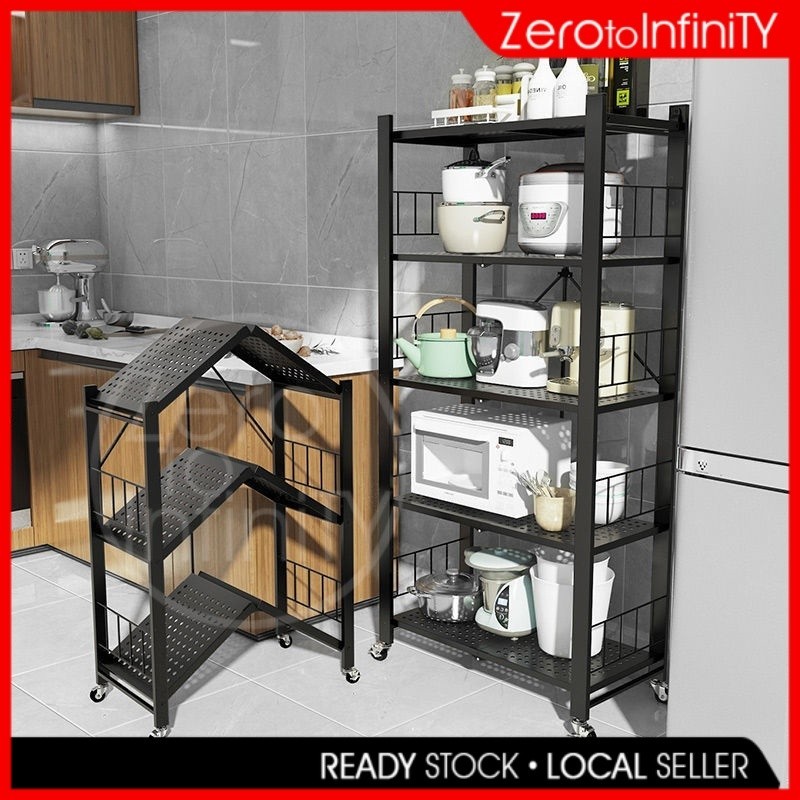 HTW shop Foldable Structure Oven Rack Foldable Kitchen Rack With Wheels ...