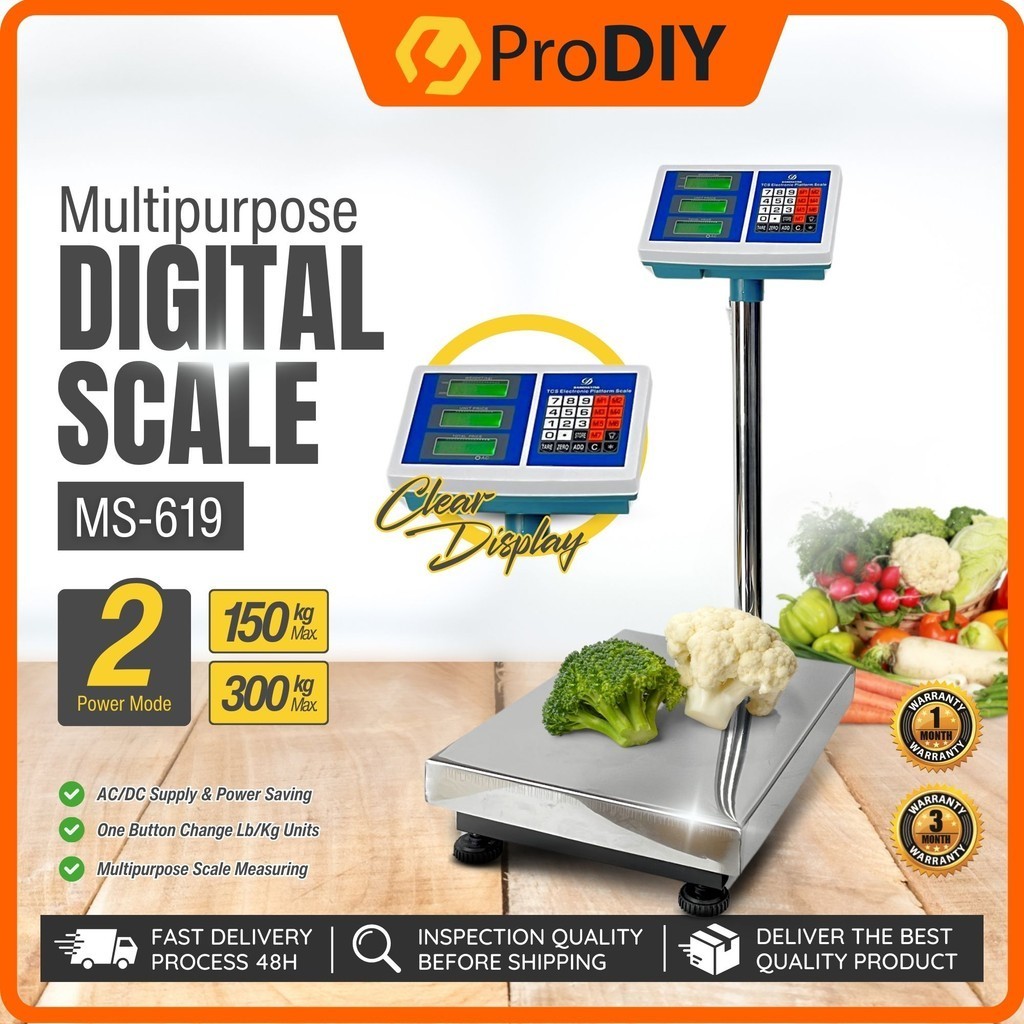 150kg / 300kg Digital Floor Platform Weight Scale Kg / Lb Automatic Sensor Dual Power Stainless ...