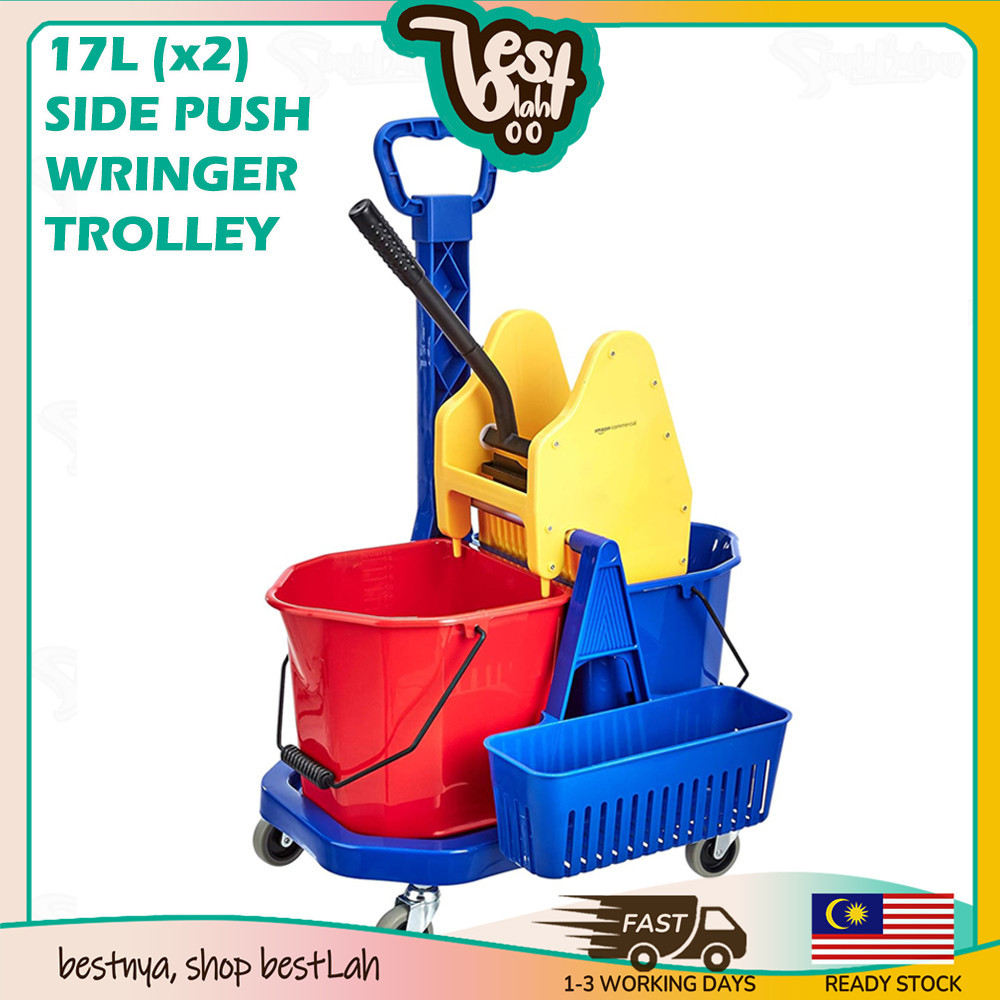 BESTLAHH Double Mop Bucket Wringer Trolley Wring Device Mop Squeezer ...