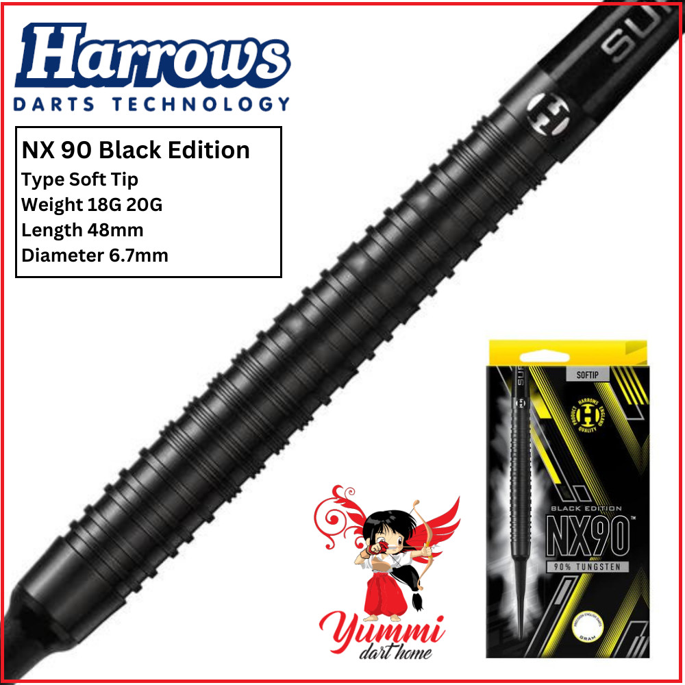 Harrows Dart Soft Tip - NX 90 Black Edition (18G & 20G) | Shopee Malaysia