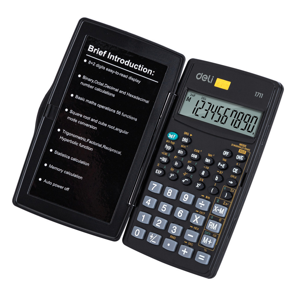 Deli 56 Functions Scientific Calculator Single Line Display 10 Digits ...