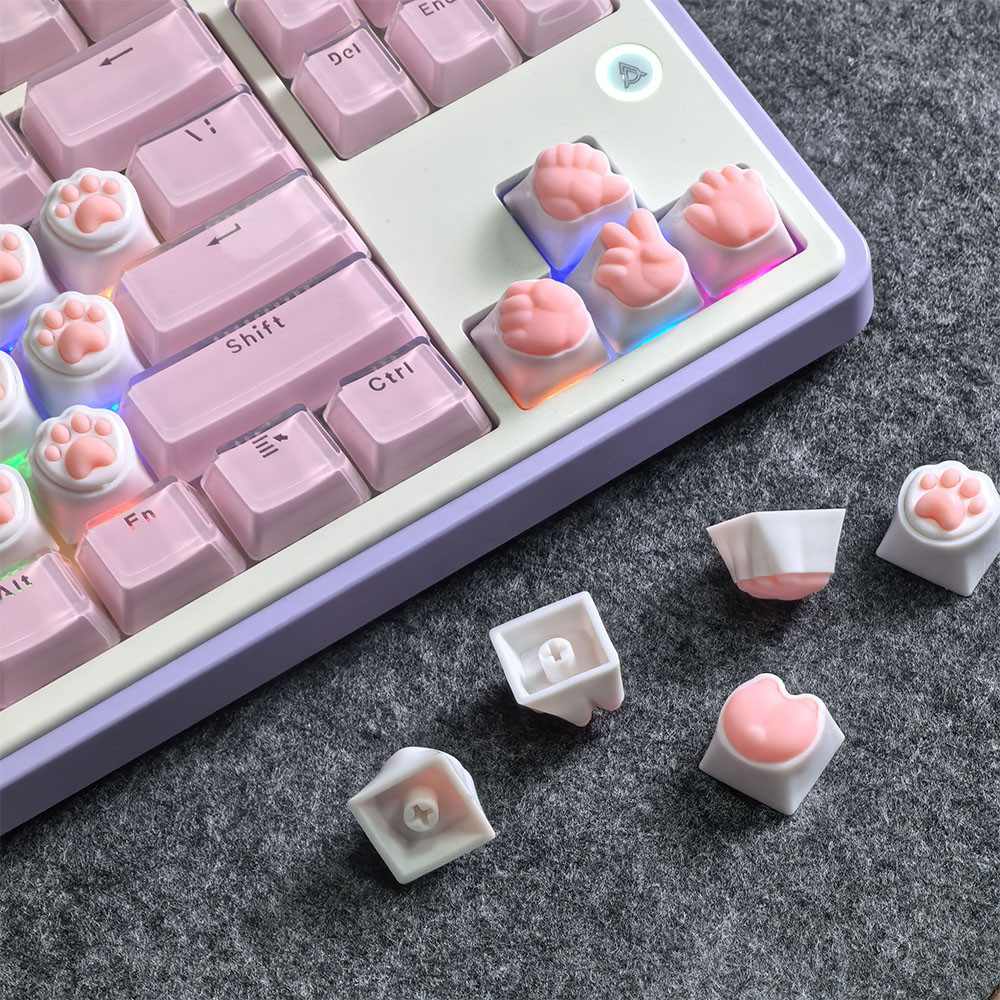 Cat Paw Keycap Mechanical Keyboard DIY Keycaps Pink Creative Super Cute ...