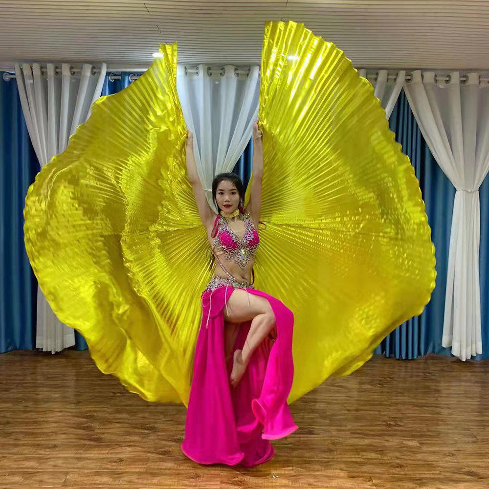 New Belly Dance Rosemary Dancer Adult Belly Dance Golden Wings Dance Golden Costume Props Unslit ...