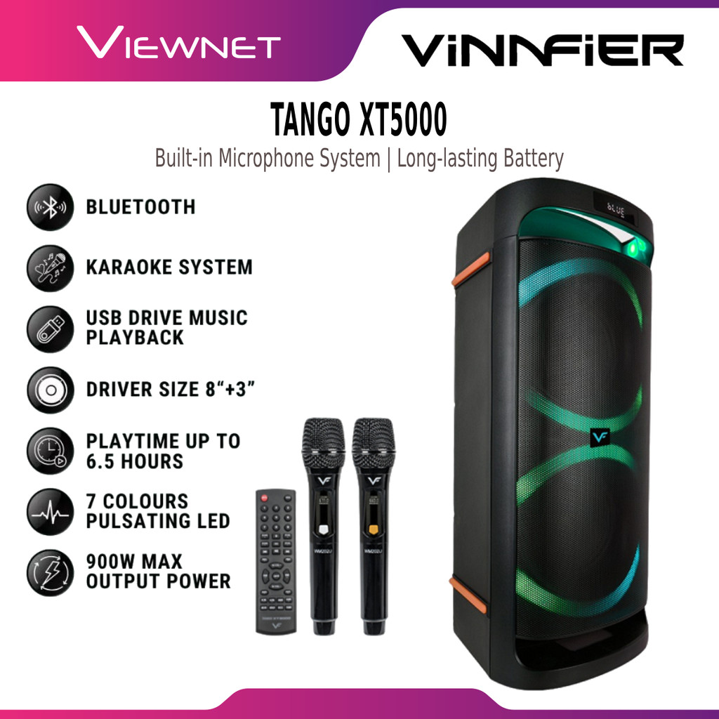 VINNFIER TANGO XT5000 WMU 900W PORTABLE BLUETOOTH HI-FI LOUD SPEAKER ...