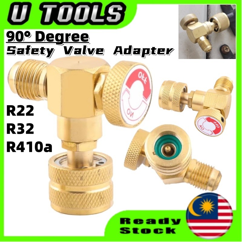 Safety Valve 90° Degree Adapter R32 R410a R22 Refrigerant Charging ...