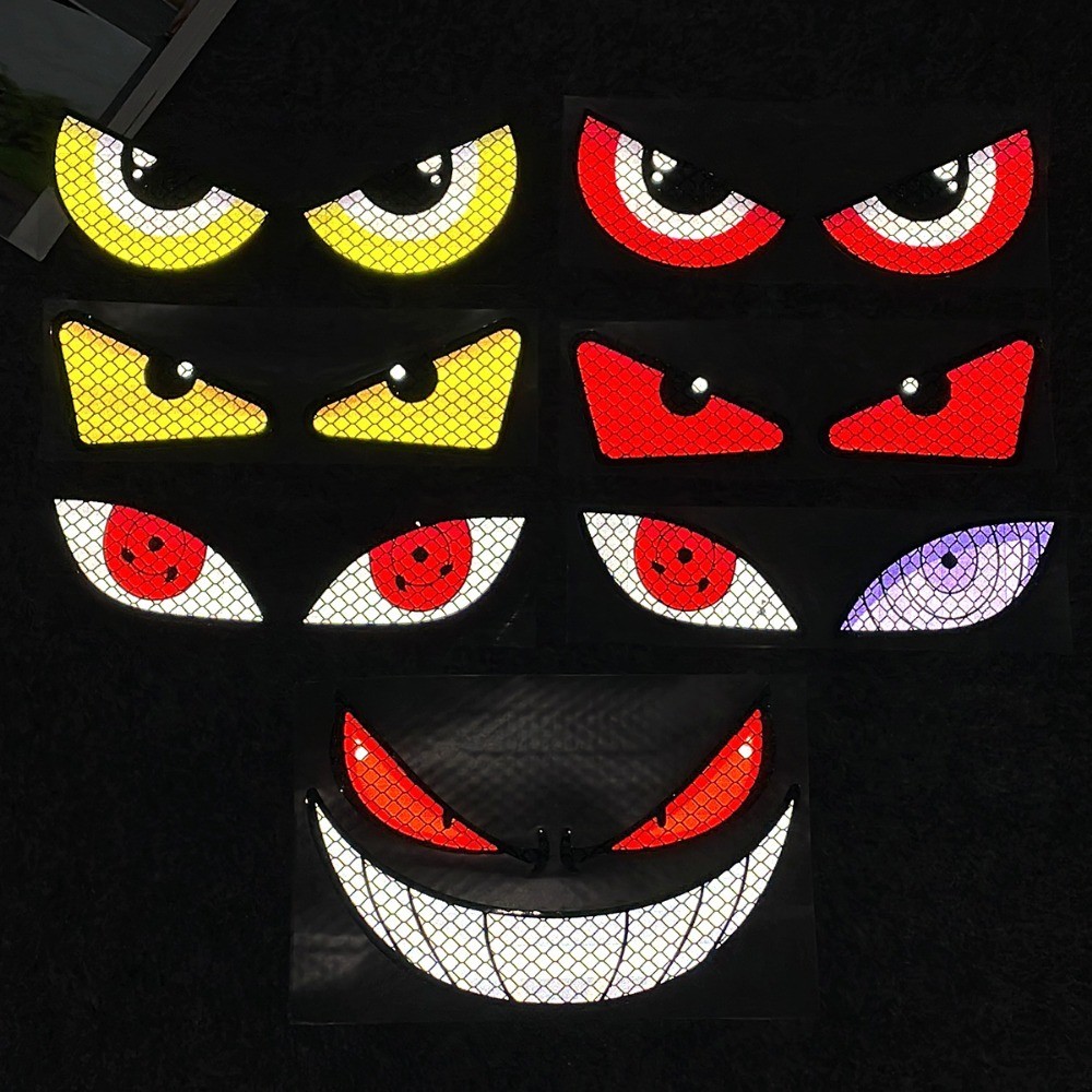 Para Moto Reflective Eye Stickers Safety Warning Motorcycle Body Helmet ...