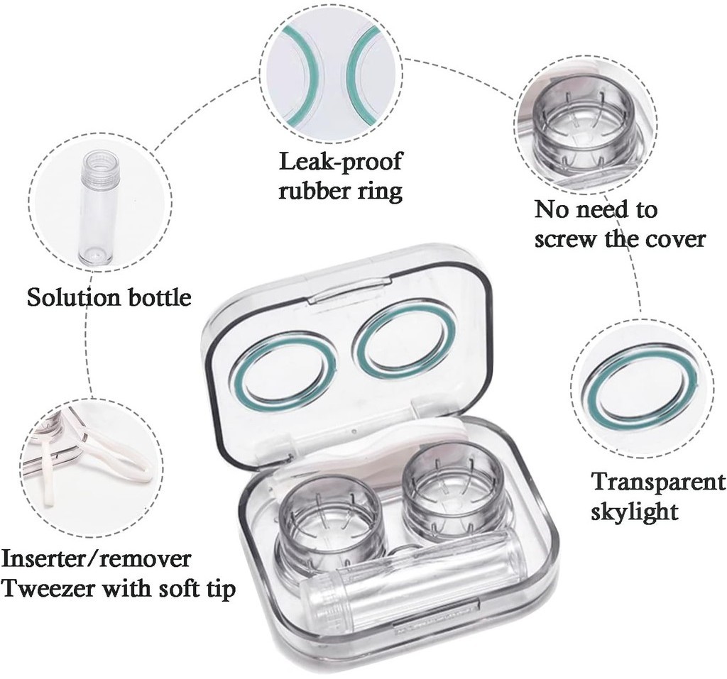 4 IN 1 Contact Lens Case Mini Clear Storage With Solution Bottle ...