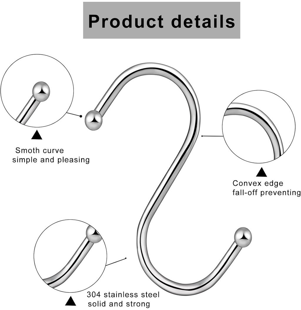 S Shape Hook Multipurpose Hanger Stainless Steel Metal Household ...