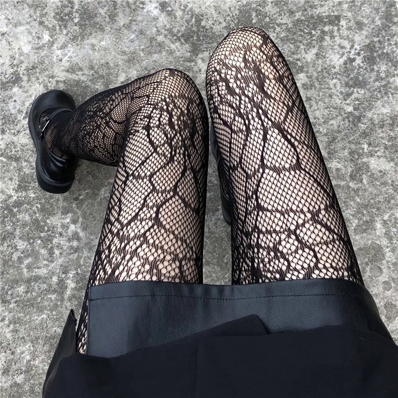 Gothic Pantyhose G Stockings Sexy Fishnet Black Silk Spider Web Hollow ...