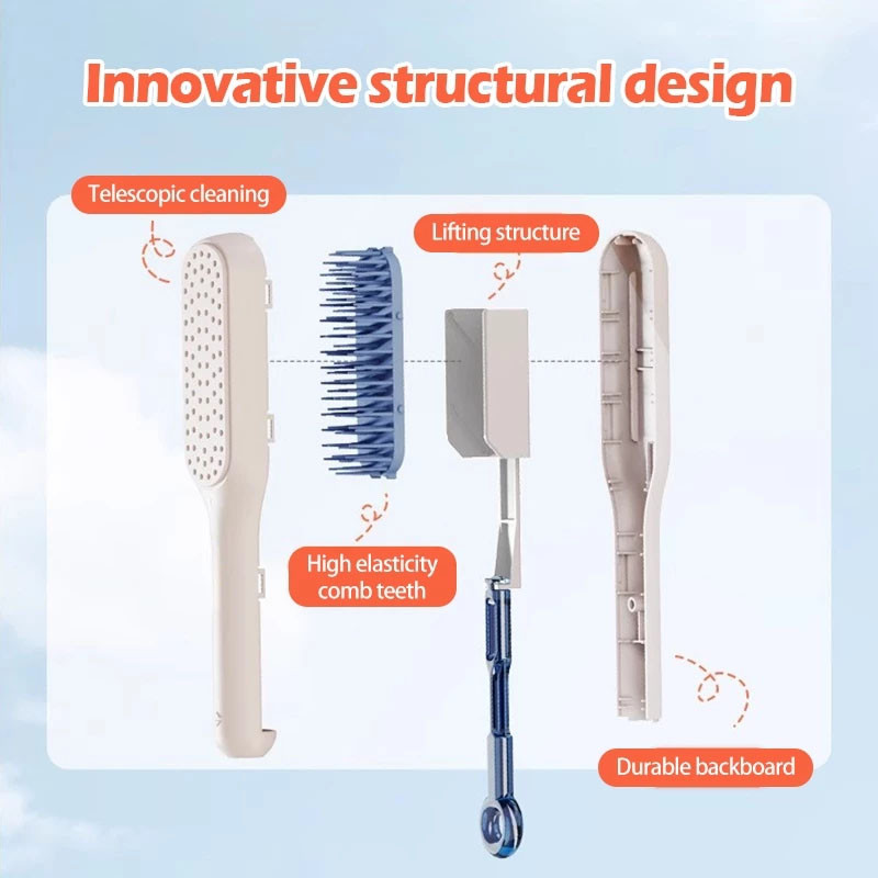 Hair Comb Self-Cleaning Anti-Static Massage Comb One-Pull Cleaning ...
