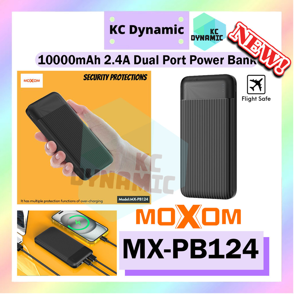 Moxom 10000mAh Power Bank MX-PB124 2.4A Dual Port Portable Powerbank Slim Power Bank MXPB124 ...