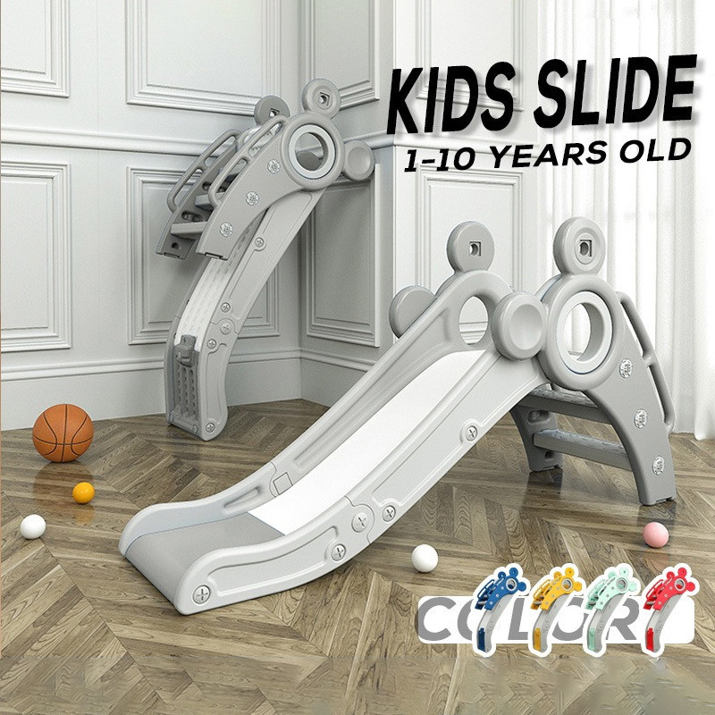 MER Foldable Kids Children Playground CAN Slide With Basketball Hoop ...