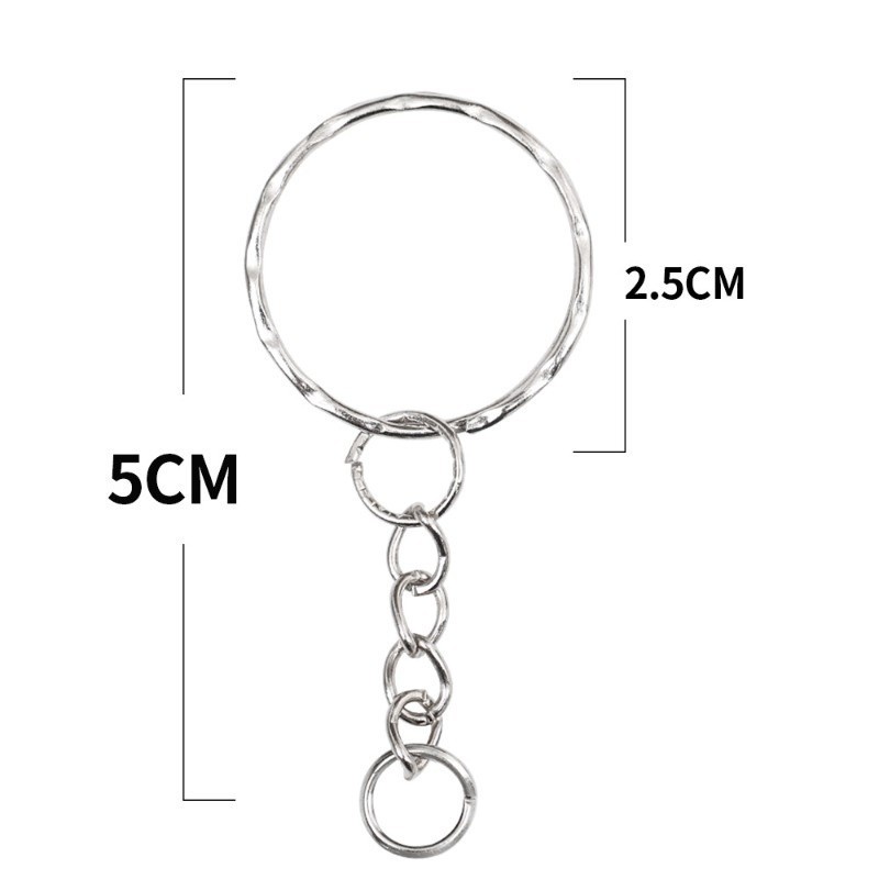 100/50/10Pcs Silver Plated Metal Blank Keyring Keychain Split Ring ...