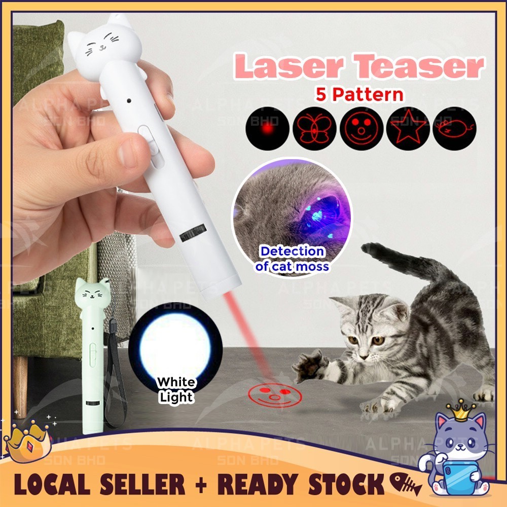 CATQUEEN 2 in 1 Cat Moss Detection 5 Pattern Laser Pen Paw Flashlight ...
