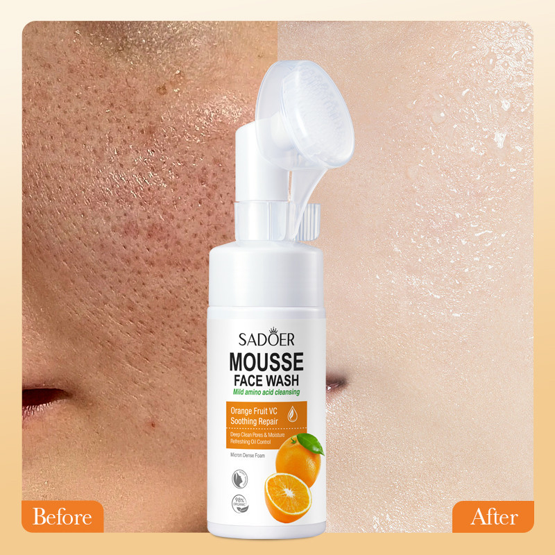 ROREC SADOER Orange Fruit VC Mousse Face Wash Amino Acid Deep Clean Pores Moisturizing Foam ...