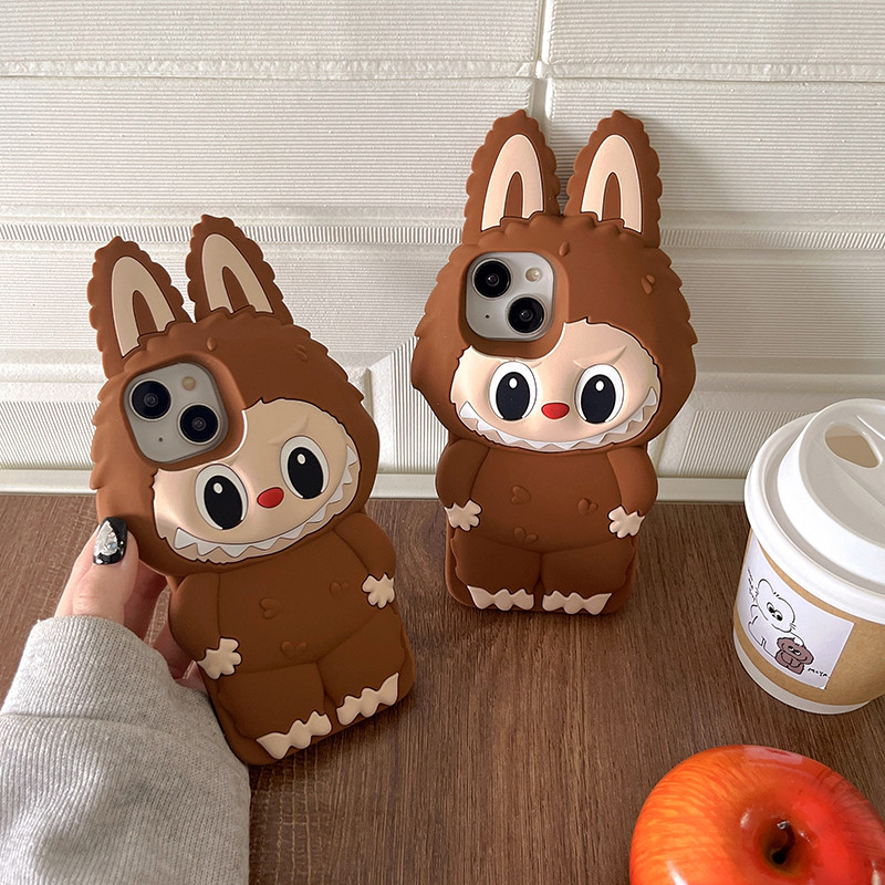 3D Cartoon Popmart Brown Labubu Monster Phone Case Compatible for ...
