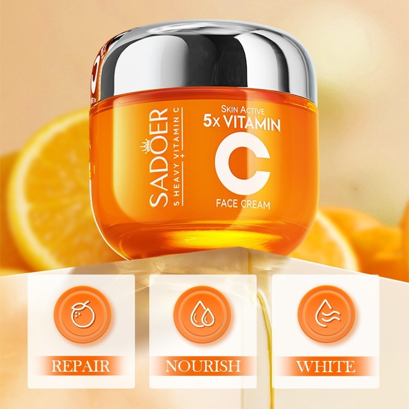 ROREC SADOER 5 Heavy Vitamin C Whitening Brightening Face Cream Niacinamide Anti-Oxidant Hydrate ...