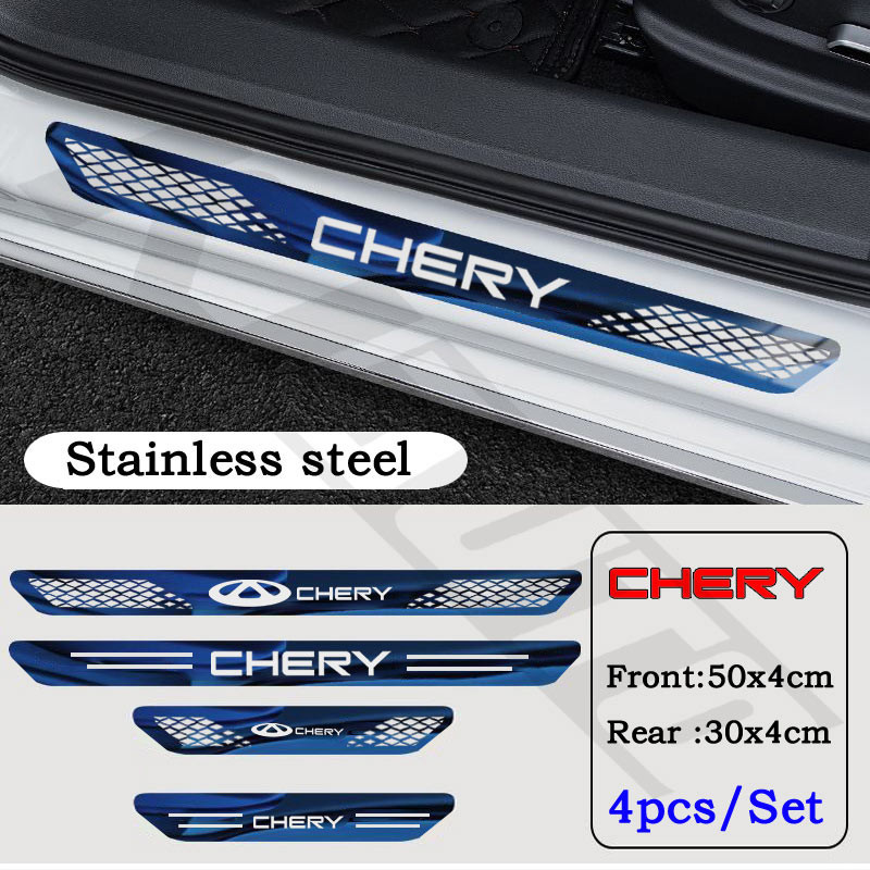 4pcs Chery Car Stainless Steel Threshold Strip Car Door Sill Metal ...