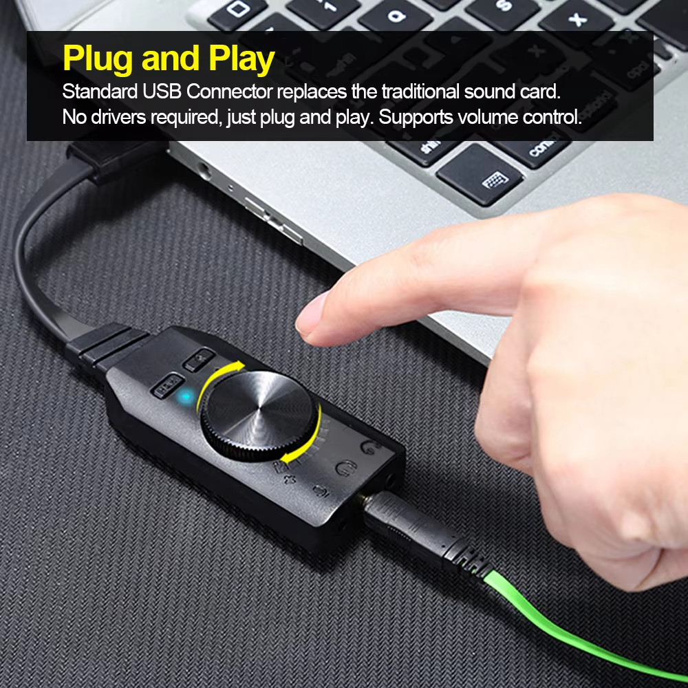 GS3 External USB Sound Card Virtual 7.1 Channel Sound Card Adapter Plug ...