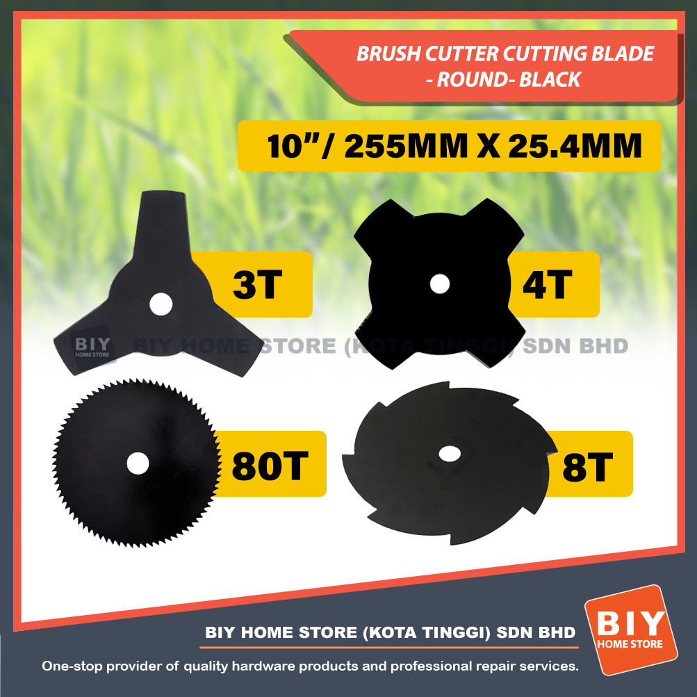 BRUSH CUTTER CUTTING BLADE-ROUND-BLACK (10” X 25.4MM) 3T/ 4T/ 8T/ 80T/ GRASS CUTTER BLADE/ MATA ...