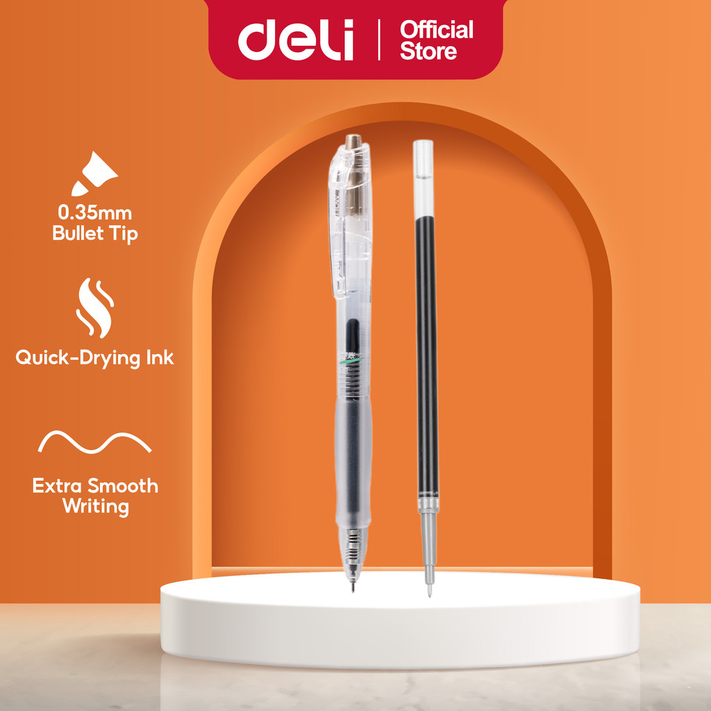 Deli Enduro Gel Pen 0.35mm Fine Bullet Tip Super Smooth Writing Fast ...
