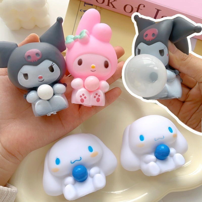 Sanrio Blow Bubble Pinch Toy - Kulomi Melody Cinnamoroll Squishy Toy ...
