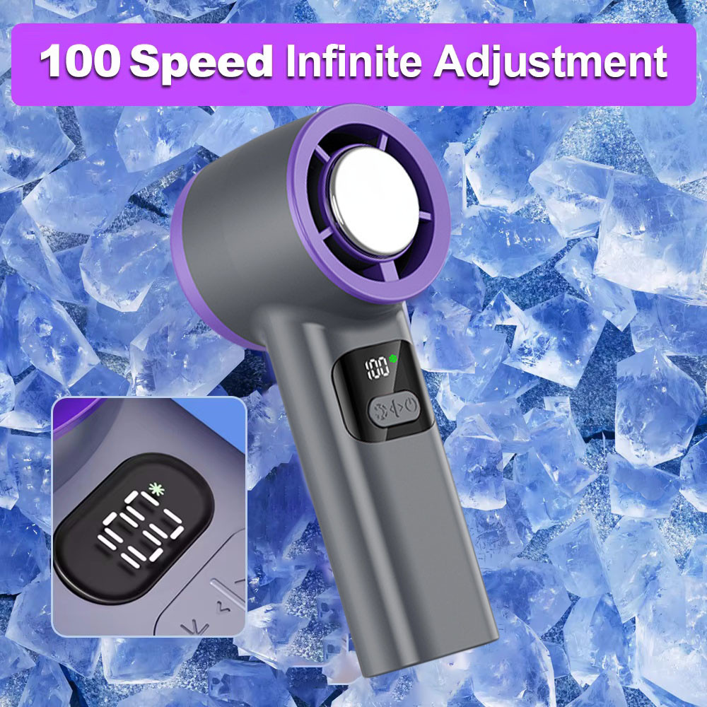 Mini Handheld Outdoor High Speed Air Cooling Fan 100-Gear Speed Digital ...