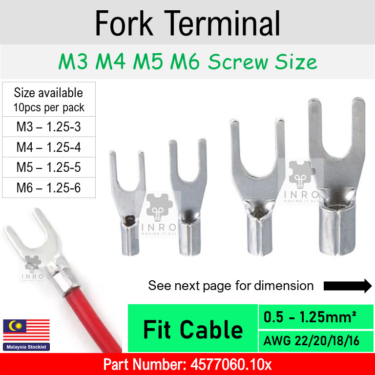 [10PCS] Fork Close SNB1.25-3/4/5/6 M3 M4 M5 M6 Naked Fork Lug Wire ...