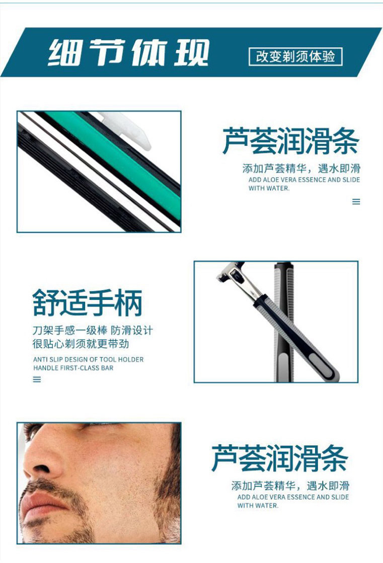 Double-Layer Razor Blade Men's Manual Shaving Razor Blade Beard Shaving ...