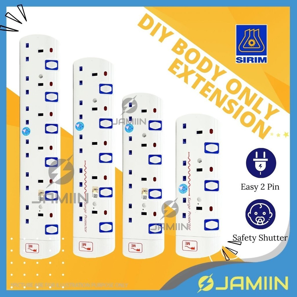 Sirim Socket Body Only 3 4 5 Way Diy Trailing Extension Extension Socket Eletrik Trailing Socket