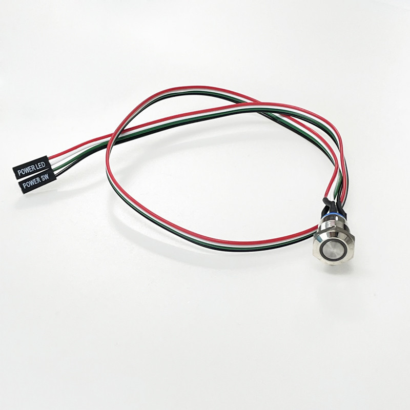 Computer Host Switch Cable PC Case LED Power Metal Button Waterproof ...