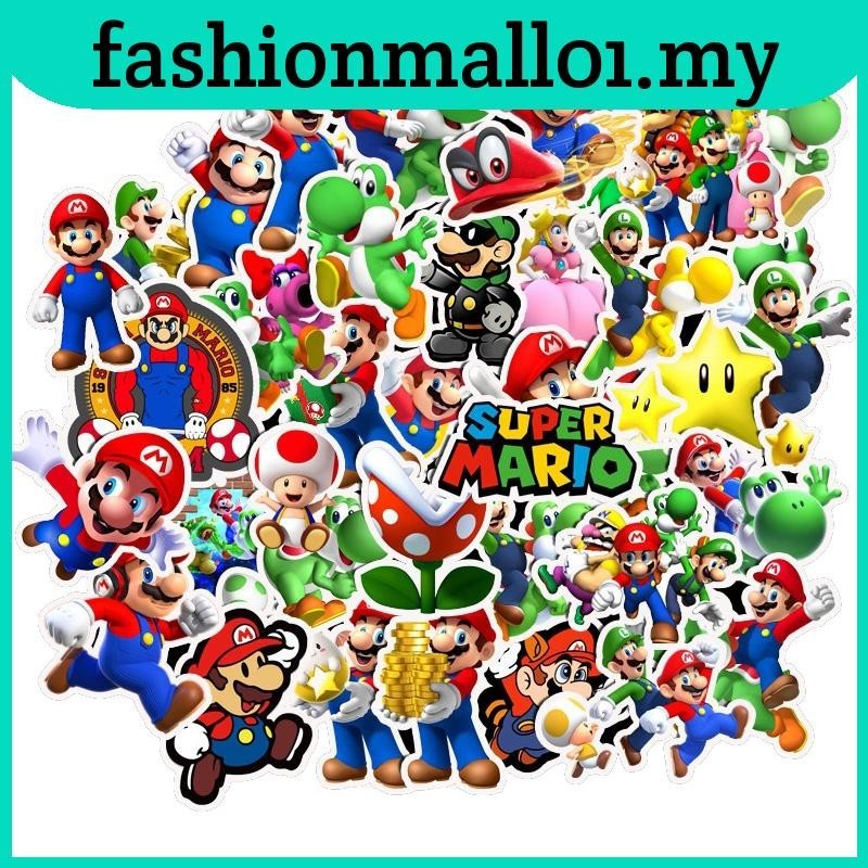 Cheerful 50 Pcs Mario Pattern Stickers For Children Pvc Decals For And ...