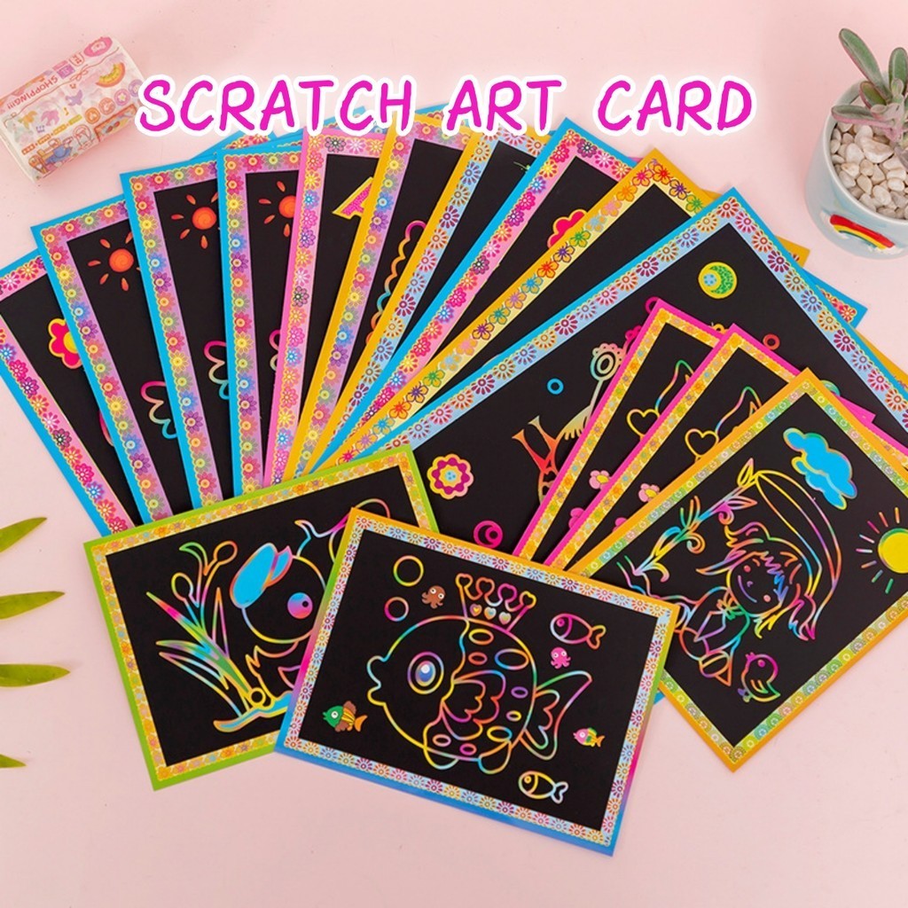 (1 PCS) Kids Magic Scratch Art Card Dual Sided DIY Colorful Children ...