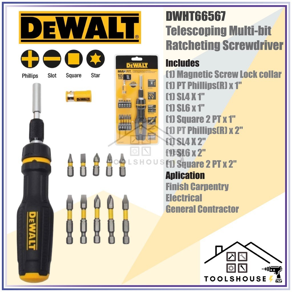 Dewalt DWHT66567 MAX FIT® Telescoping Multi-bit Ratcheting Screwdriver 伸缩式多位棘轮螺丝刀 | Shopee Malaysia
