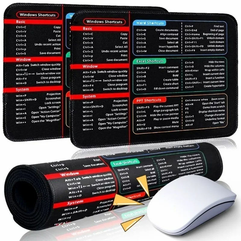 Mouse Mat - Excel, Word, PPT Shortcuts - Non-Slip Rubber Base - Office ...