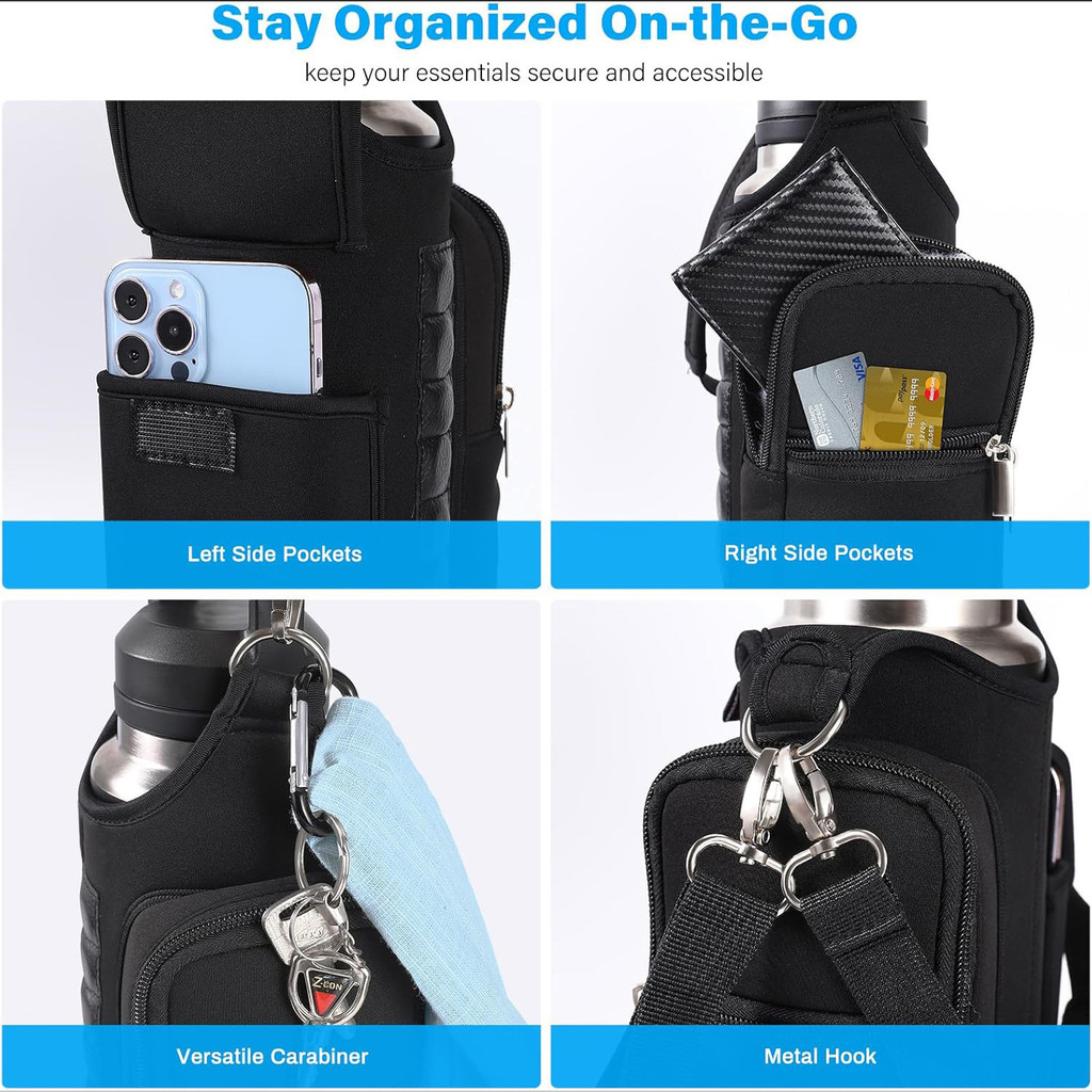 Magnetic Gym Bag Water Bottle Carrier Holder with Phone Pockets ...