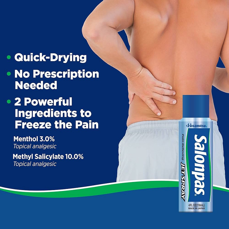SALONPAS Pain Relief Jet Spray 118ml - Fast Pain Relief for Sport ...