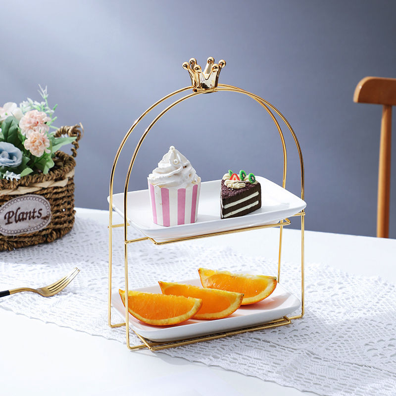 European Simple Ceramic Multi-layer Fruit Tray Afternoon Tea Snack Rack ...