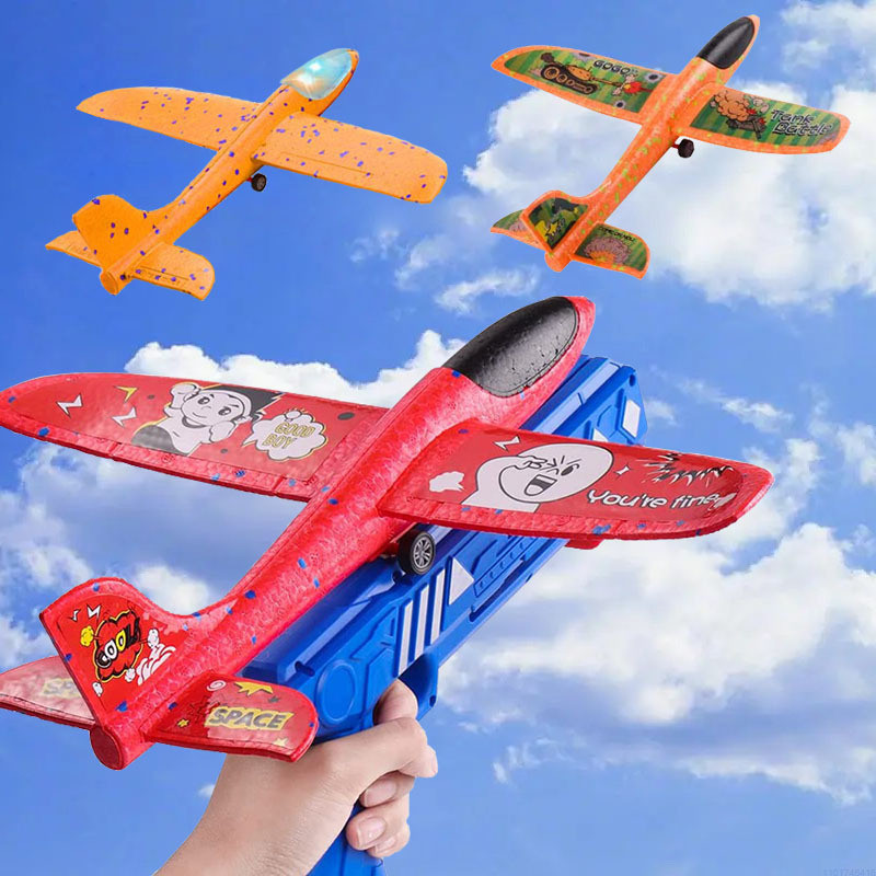Foam Plane 10M Launcher Catapult Glider Airplane Gun Toy Children ...