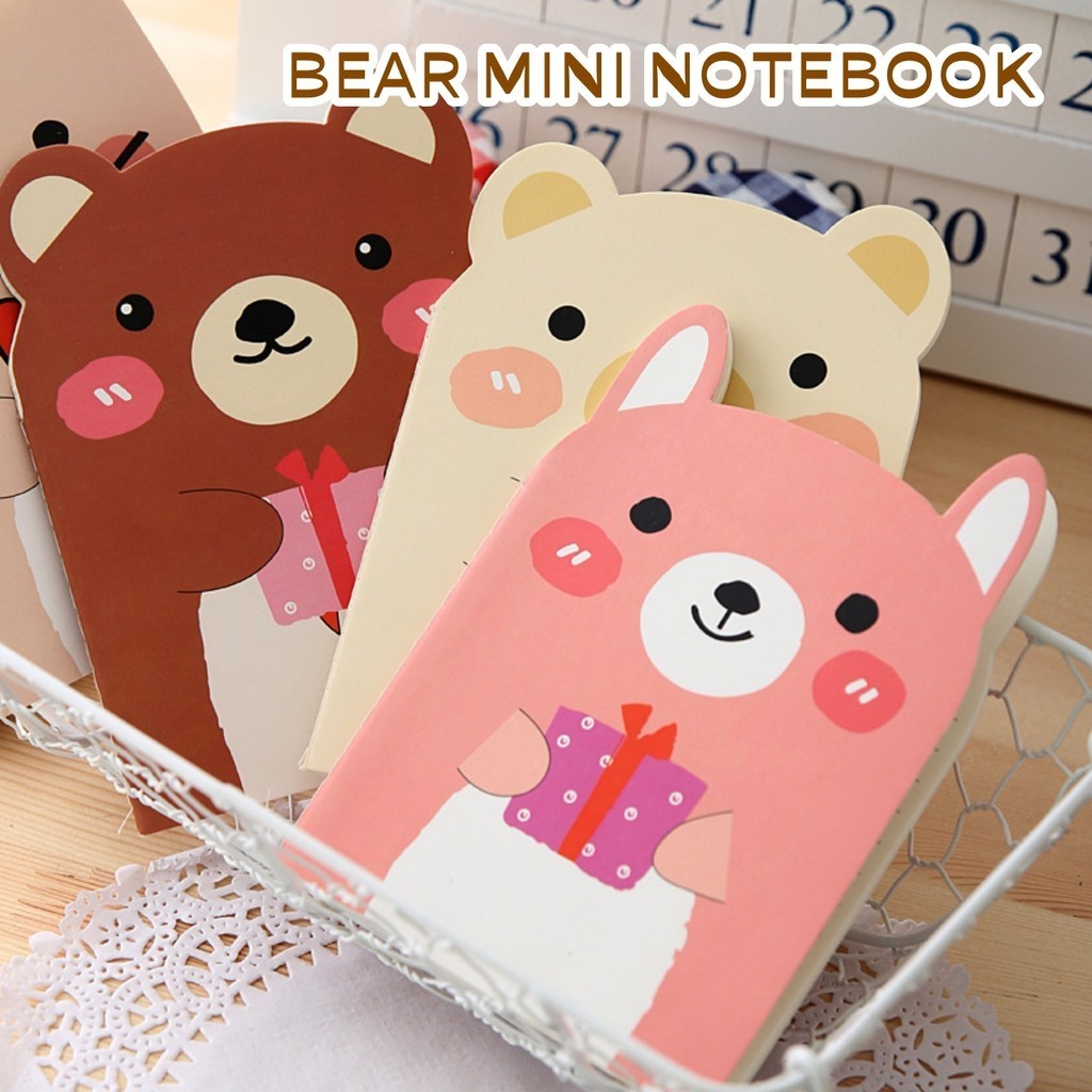 Cartoon Bear Mini Notebook Student Notepad Writing Pad School Cute Memo ...