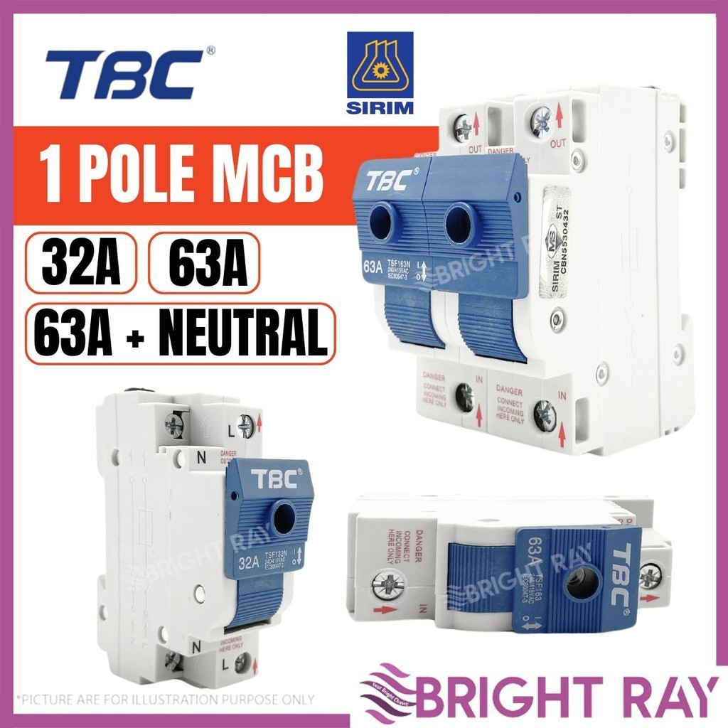TBC 1 POLE 32A 63A 63A + NEUTRAL Isolator Switch Fuse Main Switch ...