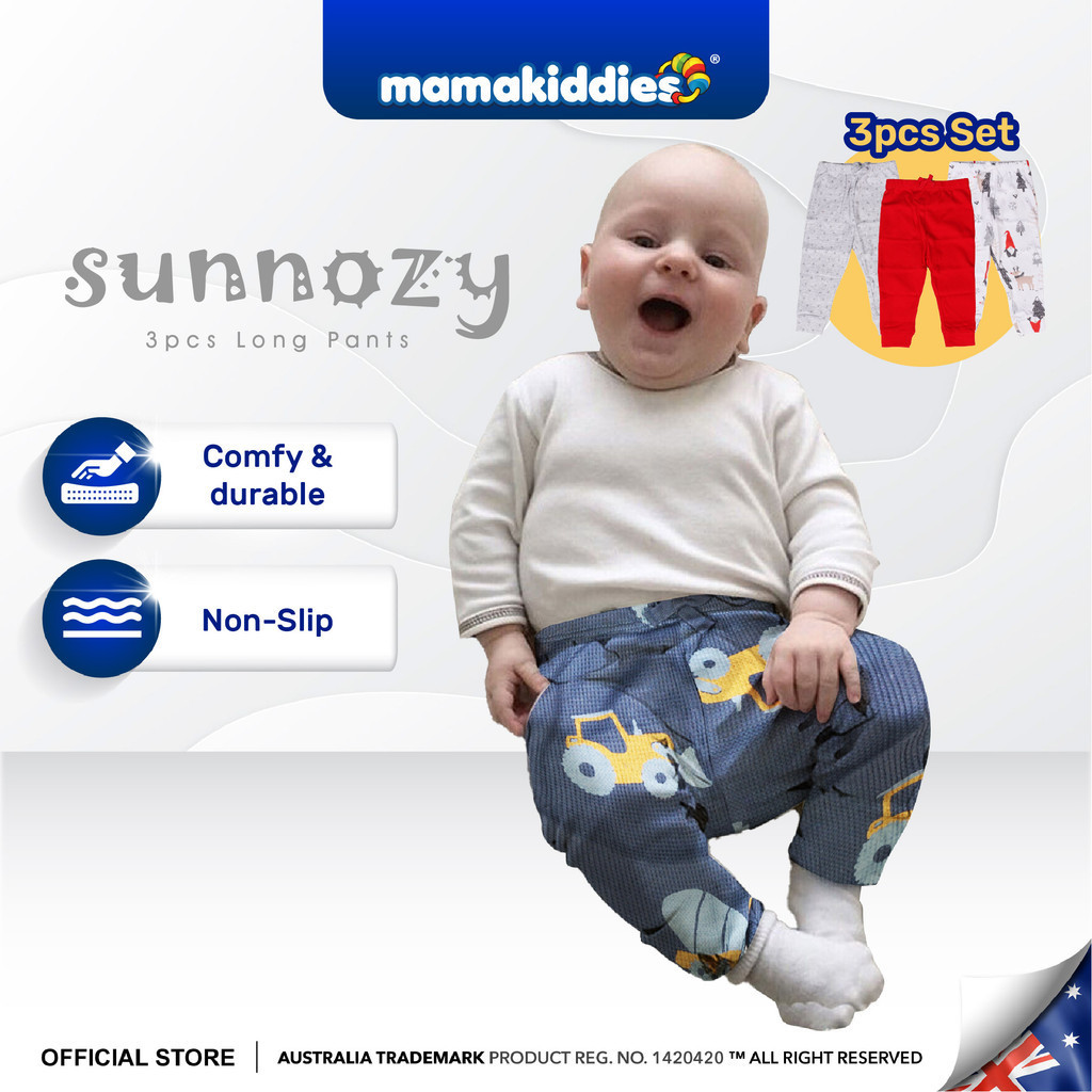 Mamakiddies Sunnozy 3pcs Long Pant Set Baby Boy Trousers Cloth | Seluar ...