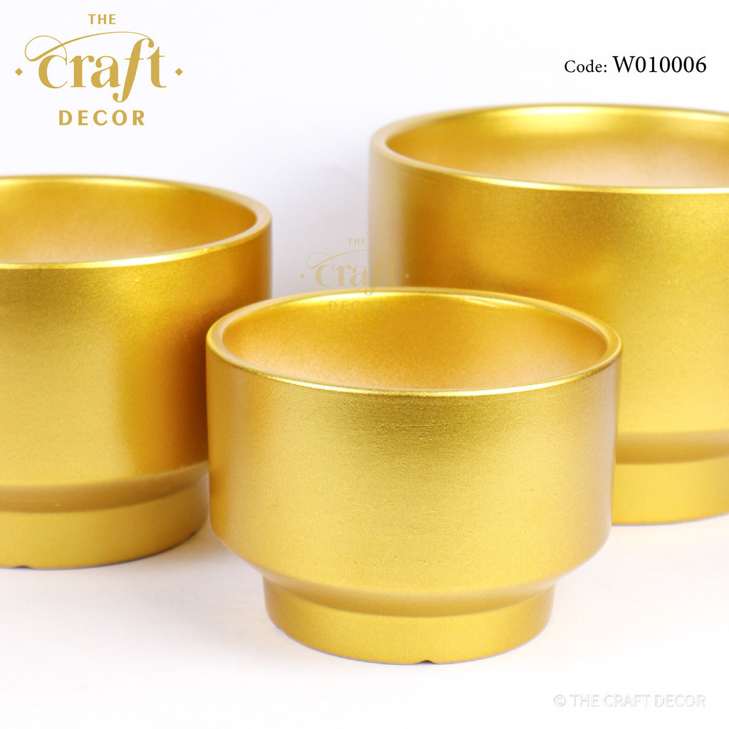 The Craft Decor Matte Gold Ceramic Pot With Drainage Hole | Flower Vase ...
