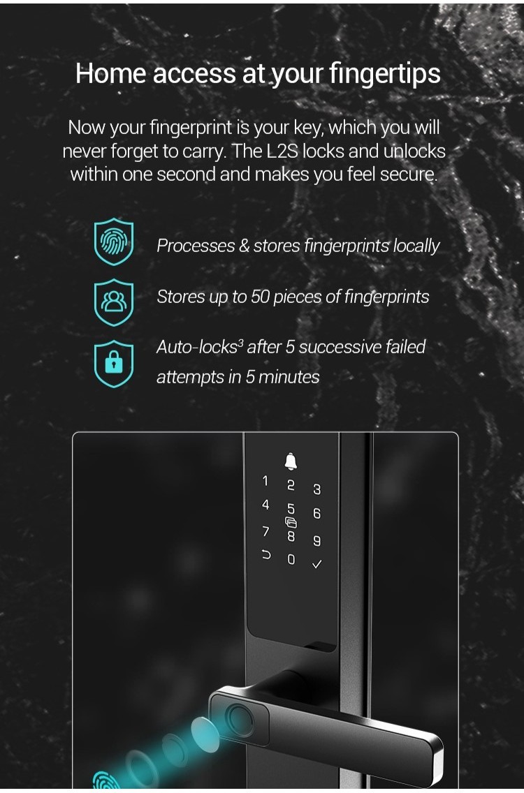 Ezviz DL05 Smart Home Security Fingerprint Door Handle Lock Smart ...