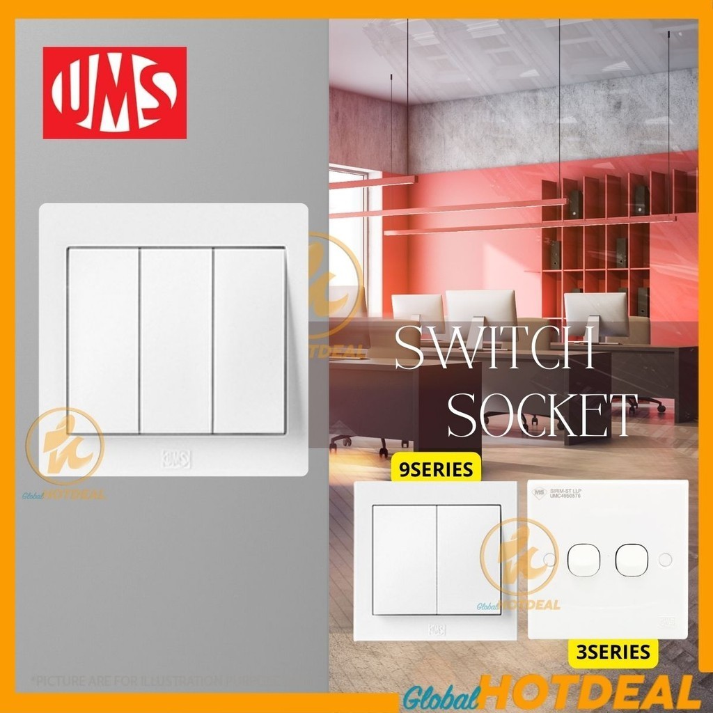 SIRIM UMS 3/ 9 SERIES Switch Socket Extension Outlet Plug Switches ...