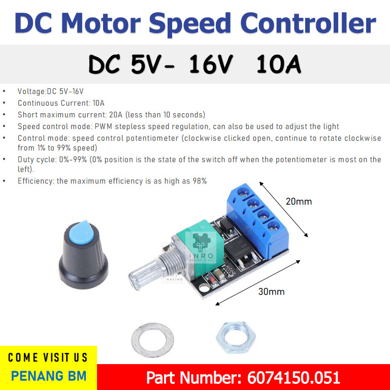 DC 10A 5-16V Mini PWM DC Motor Speed Controller / Led Dimmer | Shopee Malaysia
